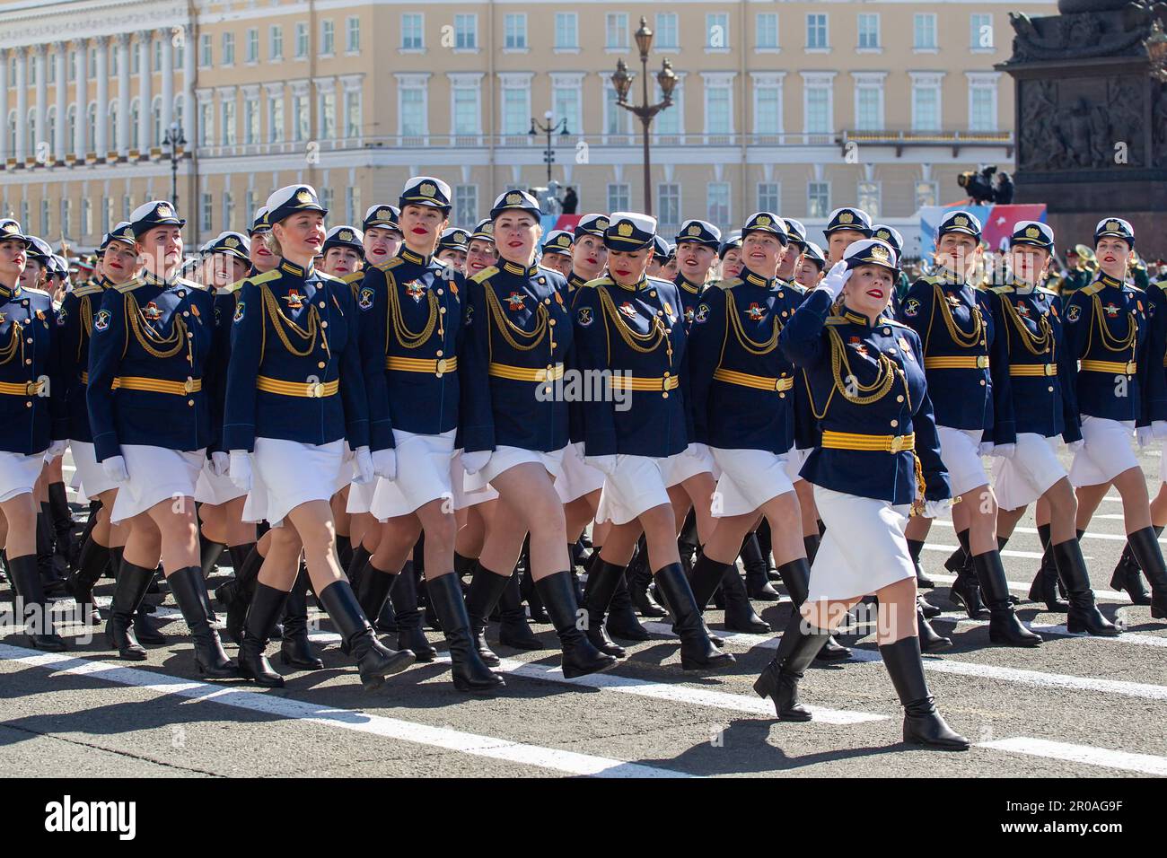 St. Petersburg, Russia. 07th May, 2023. Navy Russian servicewomen march ...