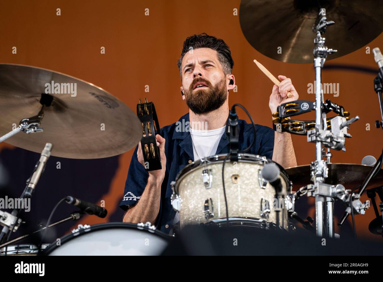 Chris Maas of Mumford & Sons performs at the 2023 New Orleans Jazz ...