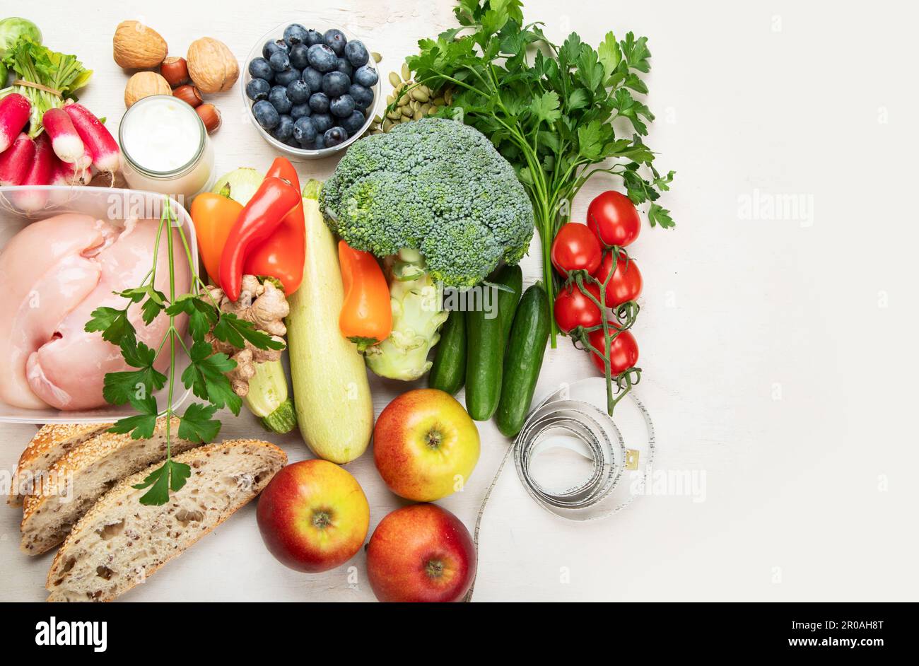 Balanced diet food background. Nutrition, clean eating food concept ...