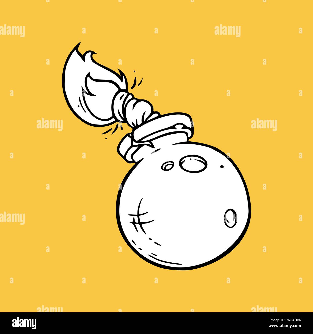 Cartoon cannon bomb exploading. Sketch pirate bomb for games. Vector ...