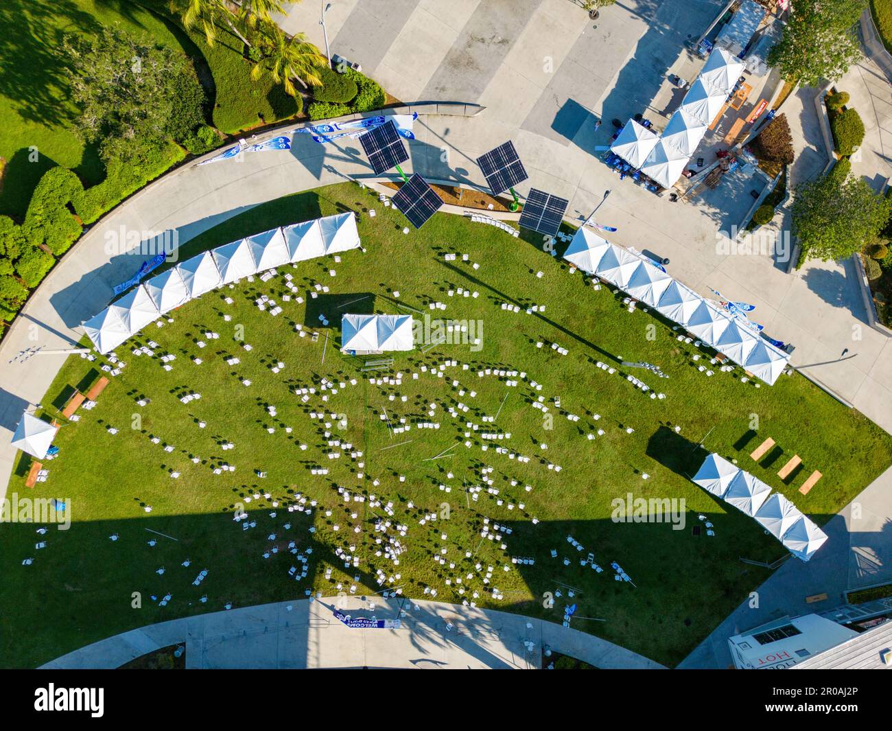 Aerial photo of a concert lawn messed up the morning after Stock Photo ...