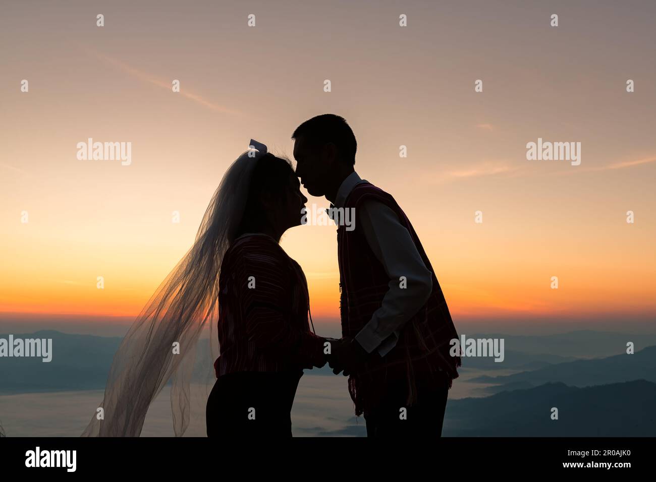 Wedding Couple Kissing Silhouette
