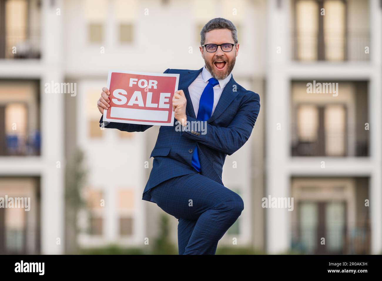 House for sale. Funny amazed real estate purchase and sale concept ...