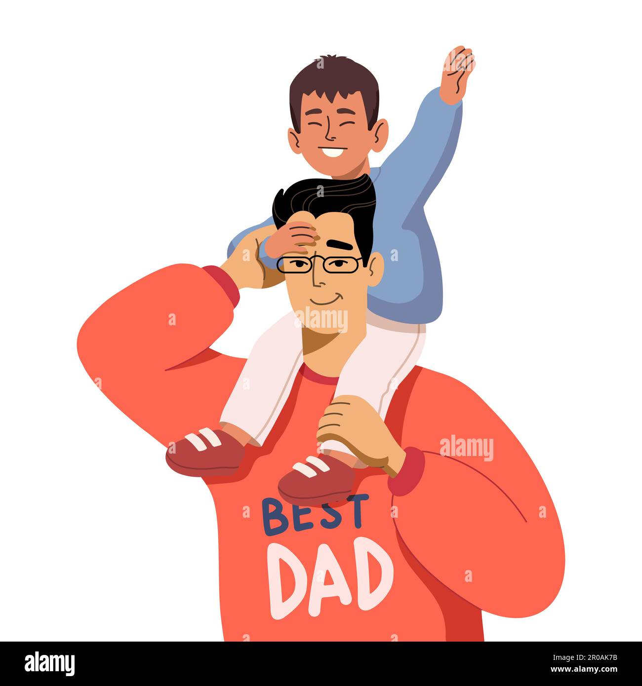 Asian family best father s day concept in cartoon style for print and ...