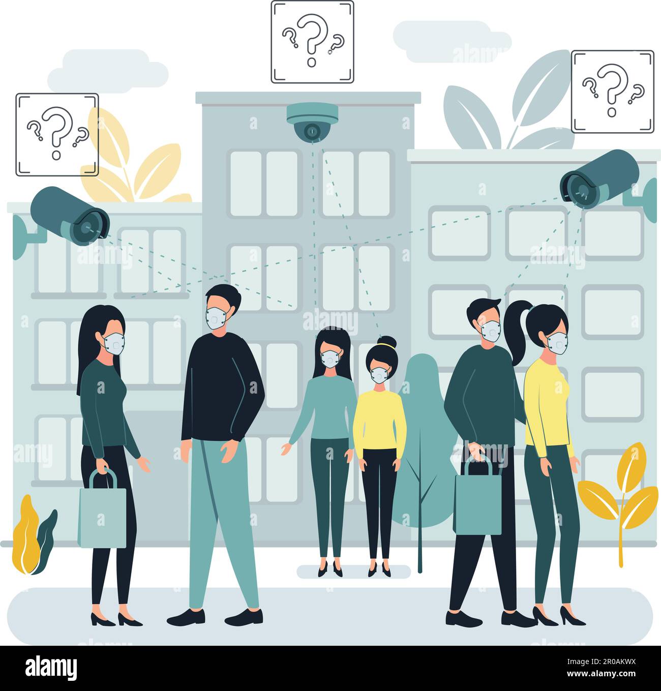 Illustration of video surveillance. Face recognition. The camcorder ...