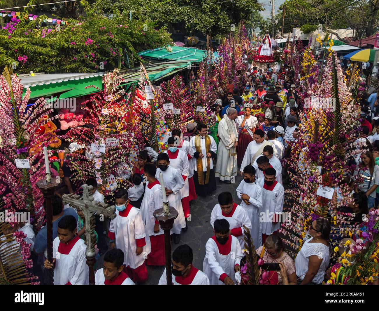 Panchimalco, El Salvador. 07th May, 2023. Aerial image of revelers as ...