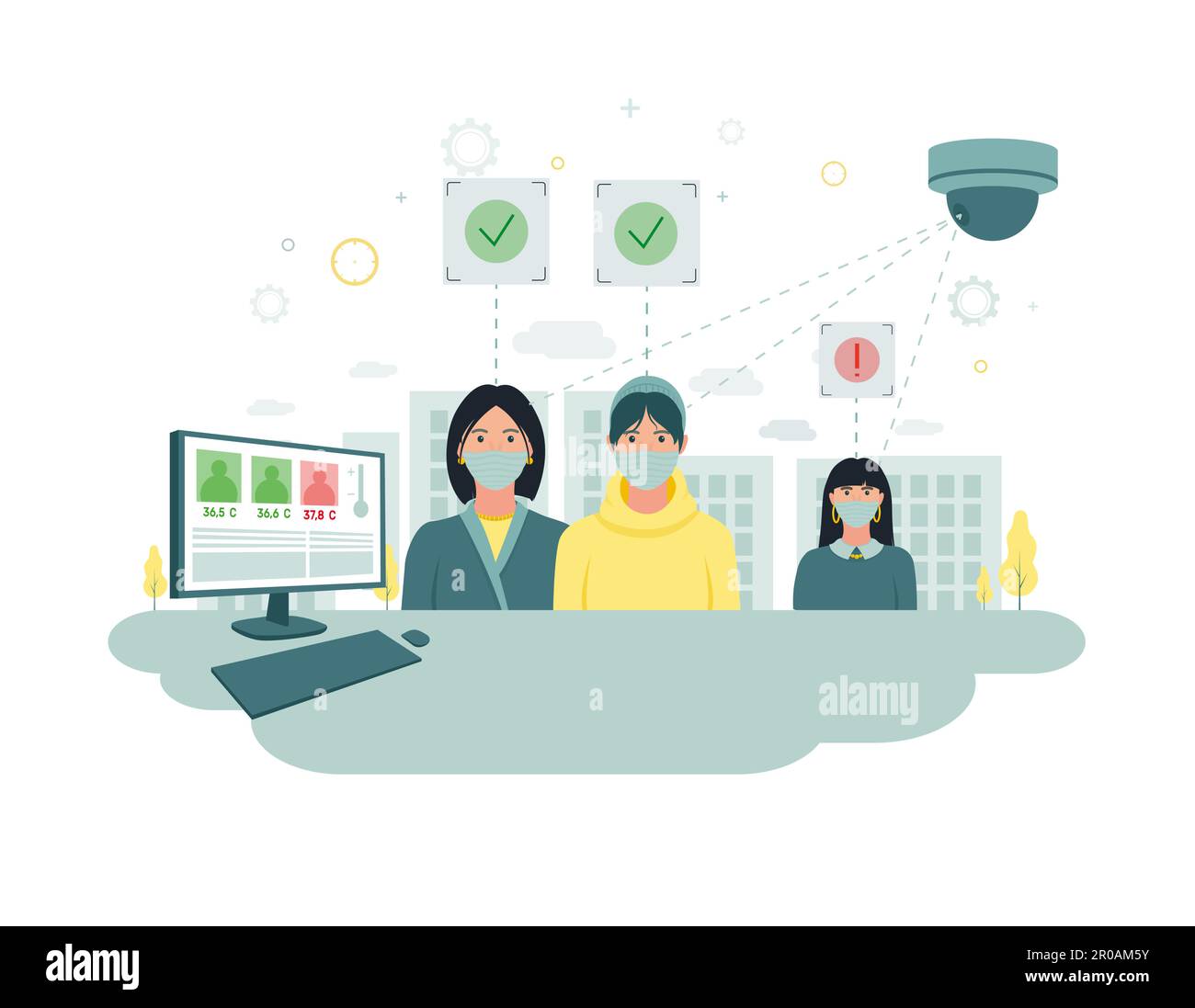 Video surveillance. CCTV. Thermal camera. The camera measures the ...