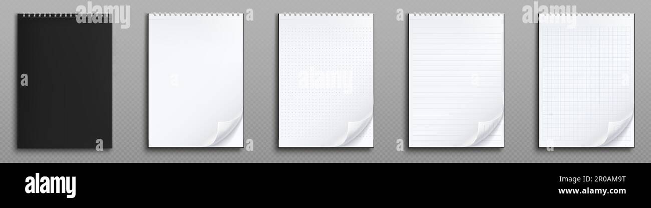 Realistic set of notebook mockups isolated on transparent background ...