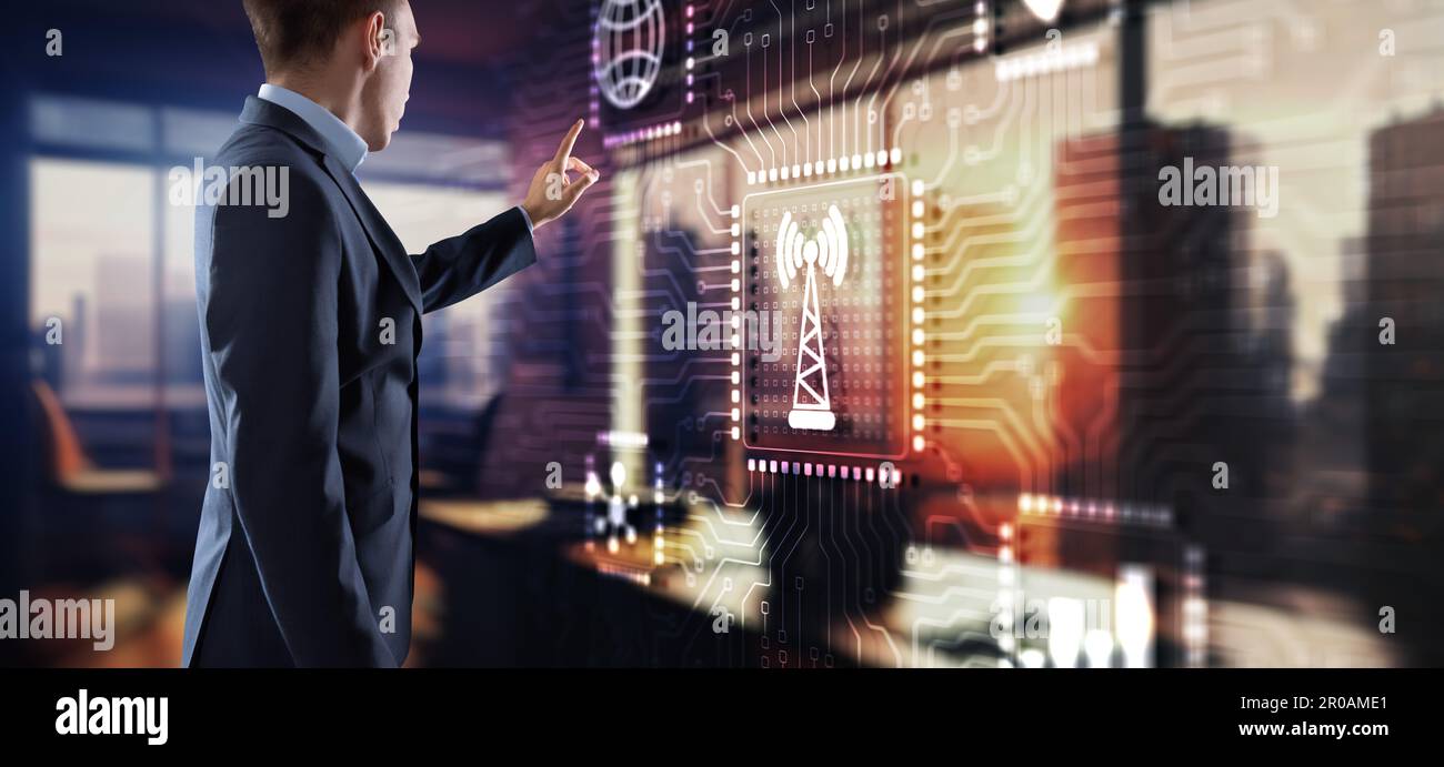 Telecom. Communication network concept. Internet of Things and ...