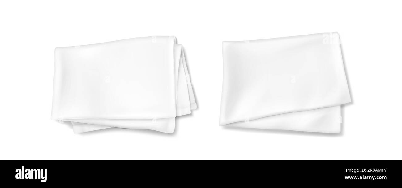 3d white mockup of kitchen towel vector design. Realistic fabric clean ...