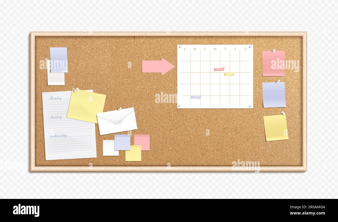 Noticeboard pinboard board notes Stock Vector Images - Alamy