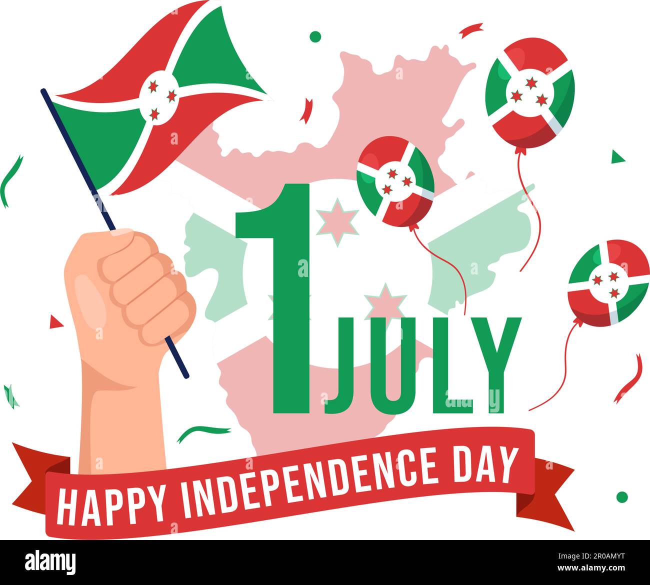 Burundi Independence Day on 1 July Vector Illustration with Flag Ribbon ...