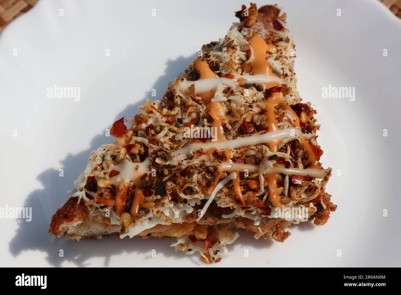 Open cheese Sandwich toast with pizza topping and Mayo cheese Stock ...