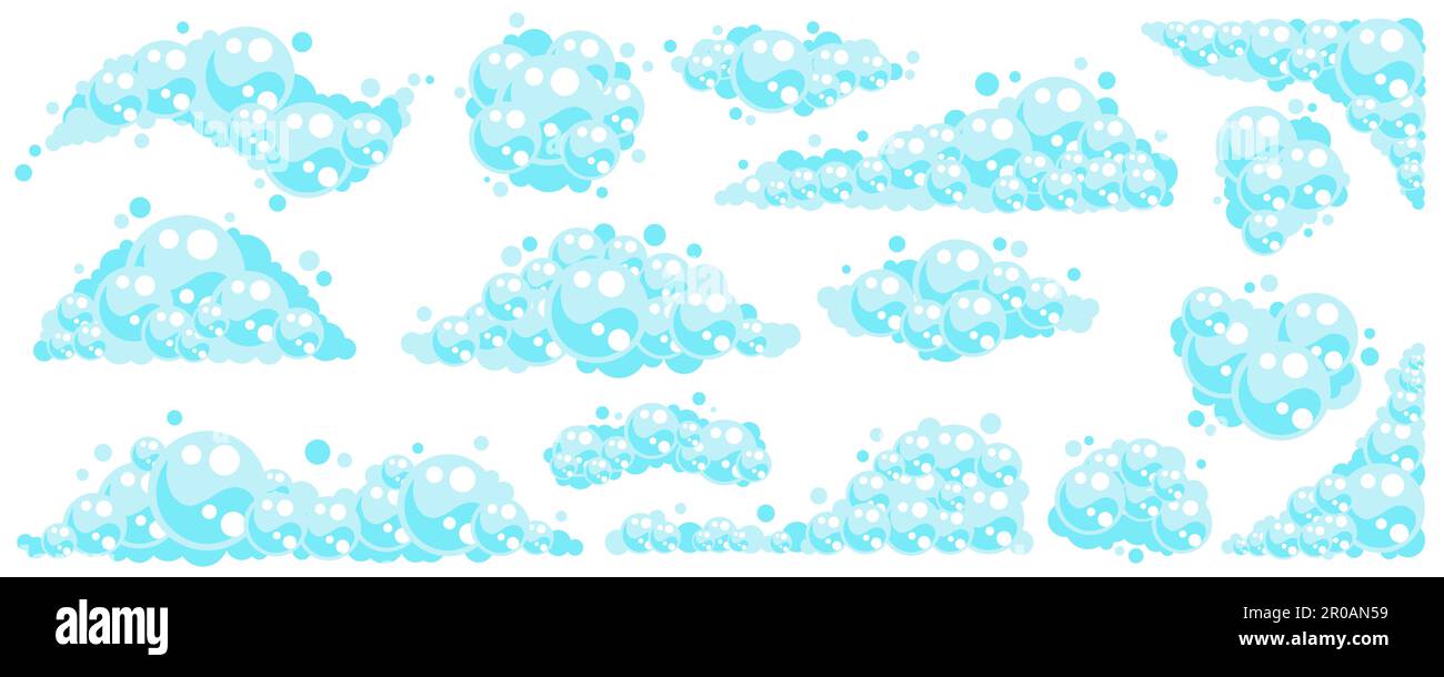 Soap foam bubbles. Cartoon bath suds of shampoo. Vector illustration ...