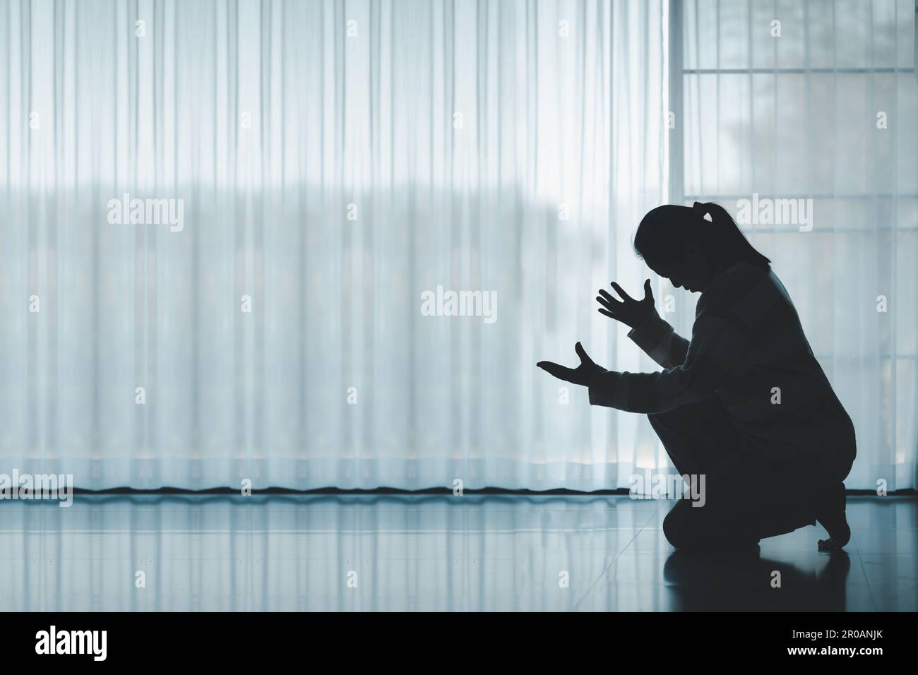 Person Kneeling In Prayer Silhouette Of Woman Kneeling Down Praying
