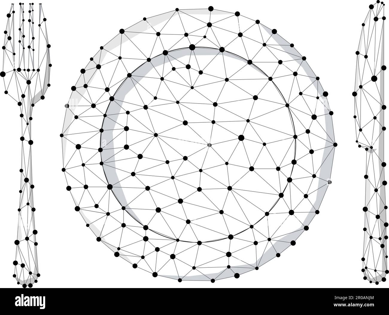 Wireframe food restaurant concept - plate knife and fork icon set ...