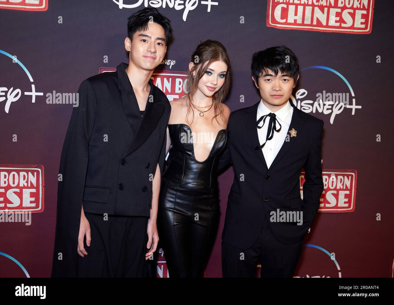 May 8, 2023, New York, New York, USA: Jim Liu, Sydney Taylor and Ben Wang attend Disney+ ...