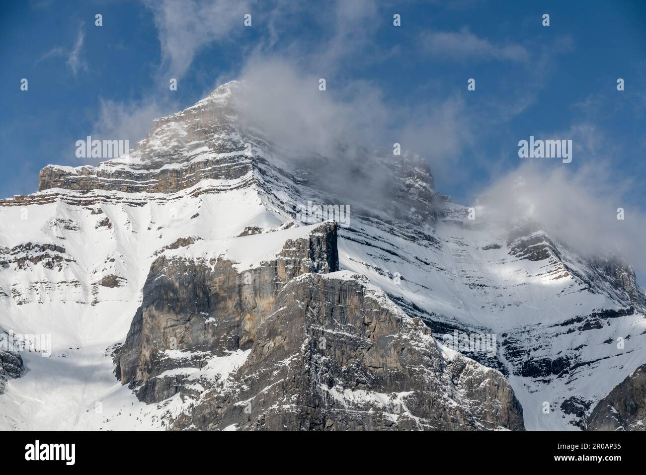 Magnificent scenery along the highway to Banff National Park in spring ...