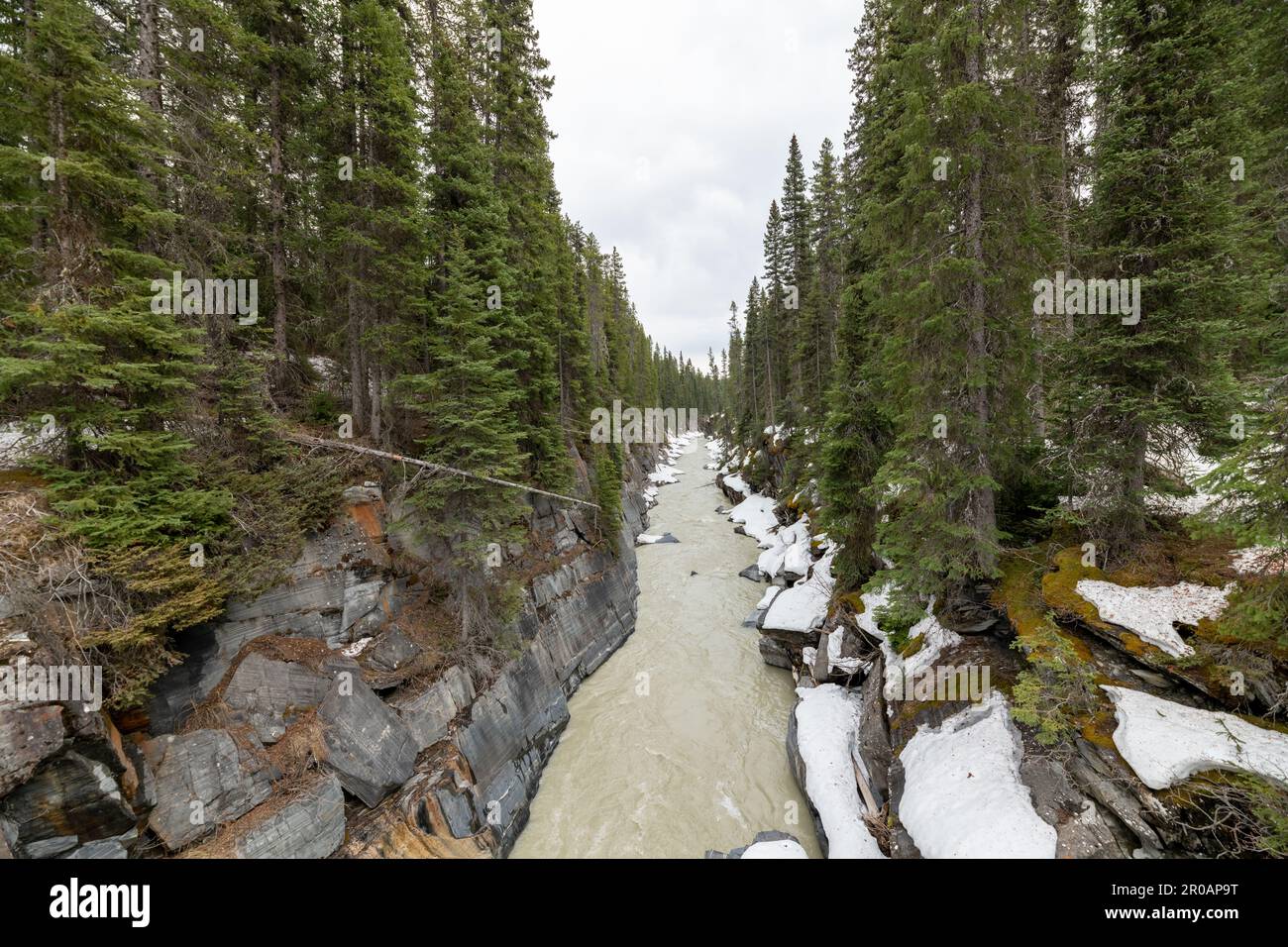 Numa Falls in spring time near Banff National Park with beautiful ...