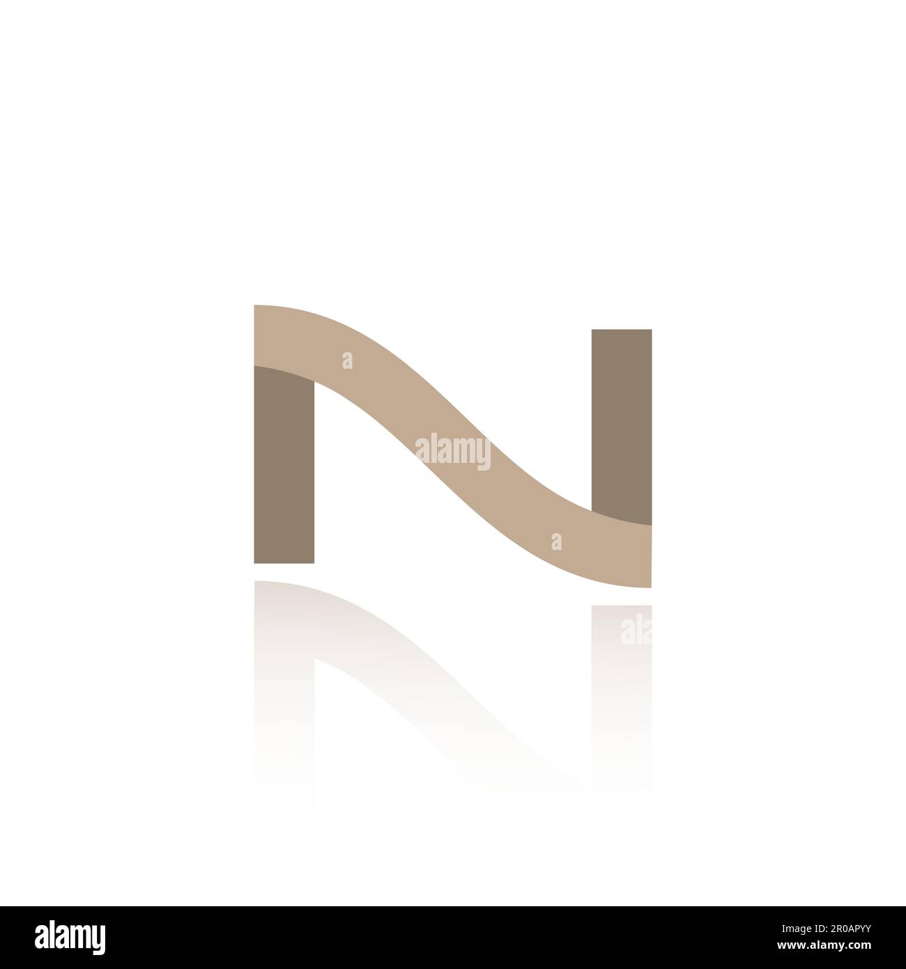 Alphabet Letter N Logo Design With Glossy Reflection Vector Icon Illustration. Elegant Minimal ...