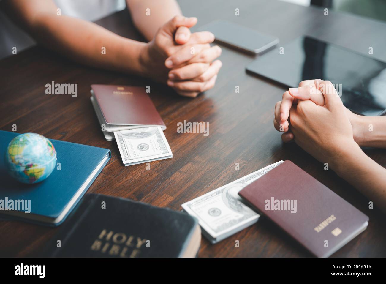 Concept of Christian ministry. Small groups pray together for Christian ...