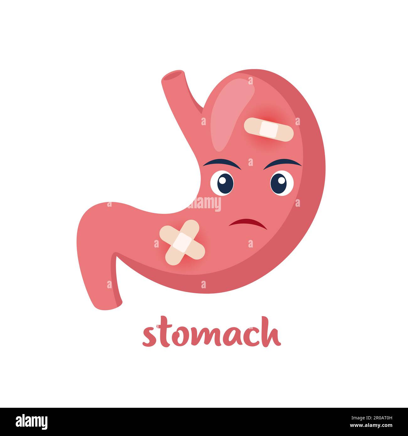 Sick stomach with pain ache or disease. Sad cartoon character stomach ...