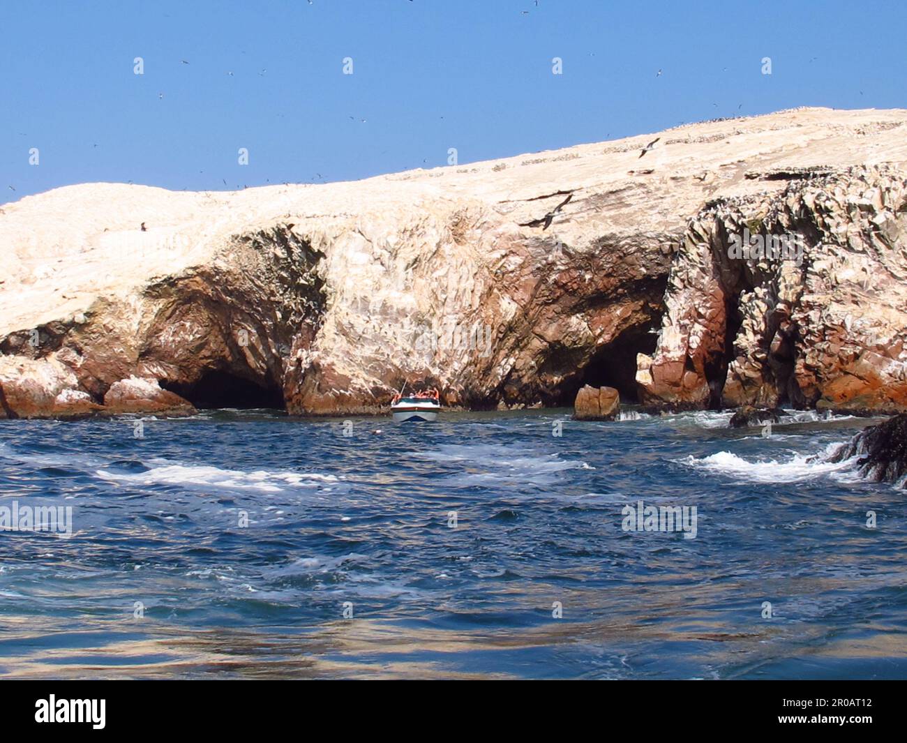 Rocks with animals in the Pacific ocean close Paracas, Peru Stock Photo ...