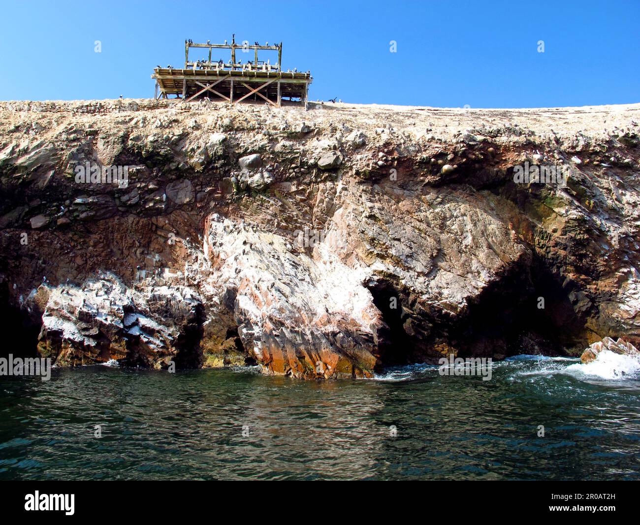Rocks with animals in the Pacific ocean close Paracas, Peru Stock Photo ...