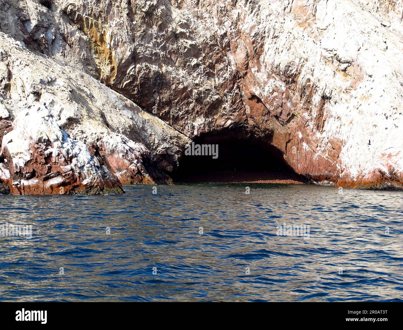 Rocks with animals in the Pacific ocean close Paracas, Peru Stock Photo ...