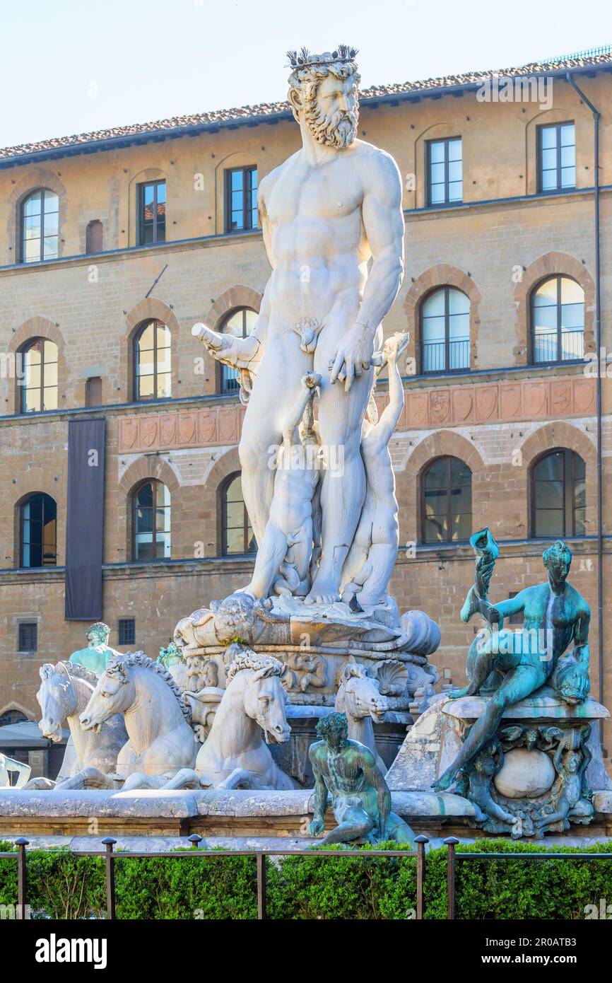 Fountain of Neptune statue in Florence Stock Photo - Alamy