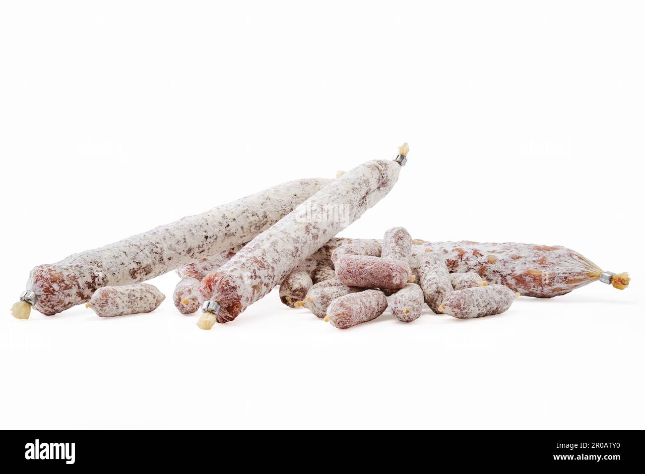 Assortment of fermented sausage covered with white mold Stock Photo - Alamy