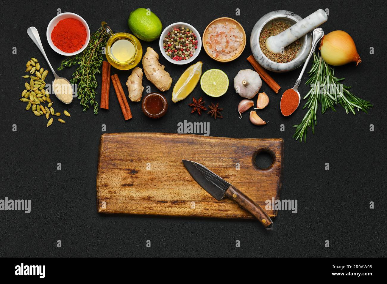 Cooking background with spice, herbs and condiments Stock Photo - Alamy
