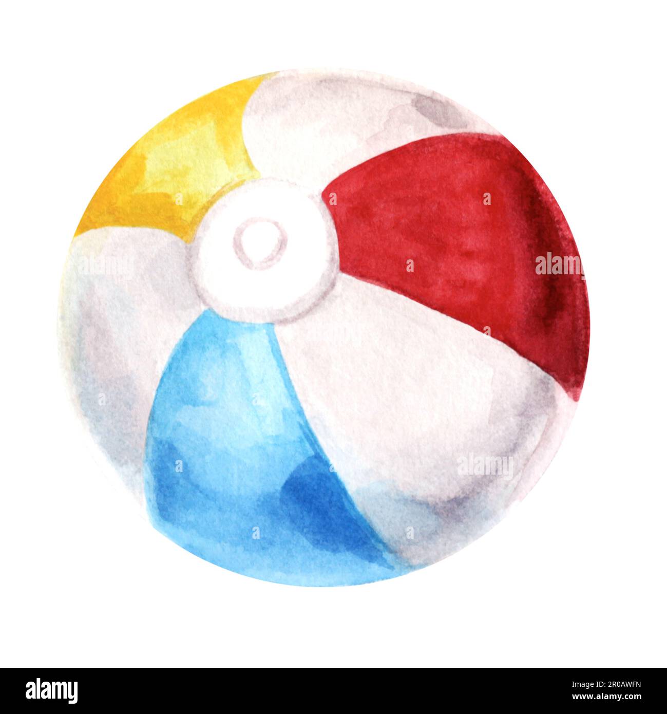 Inflatable colorful ball on a white background. Watercolor drawing ...