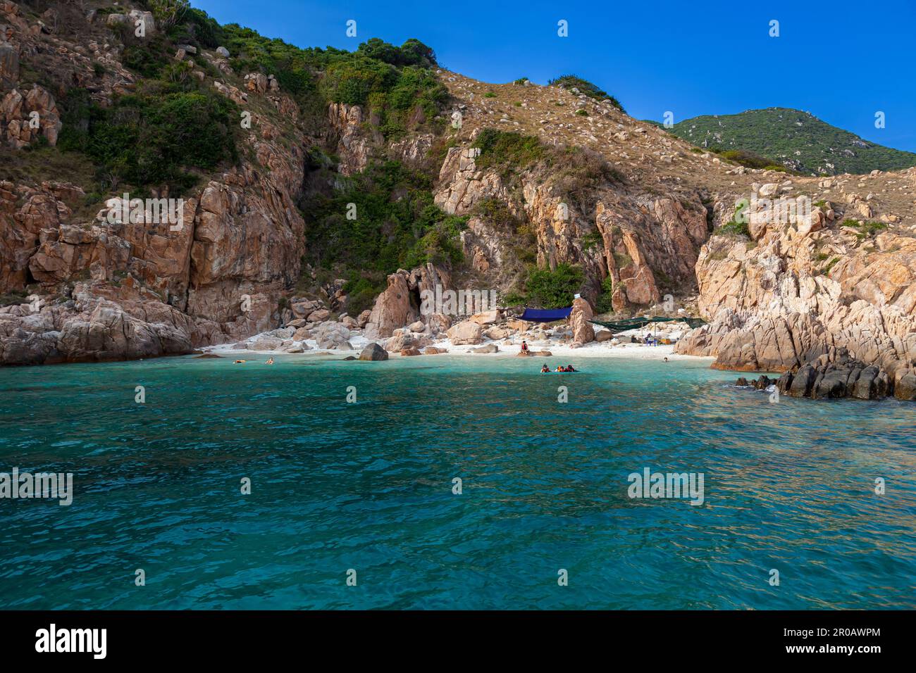 Mui Ca Heo Bay, tourists swimming and snorkeling, Vinh Hy, Province of ...