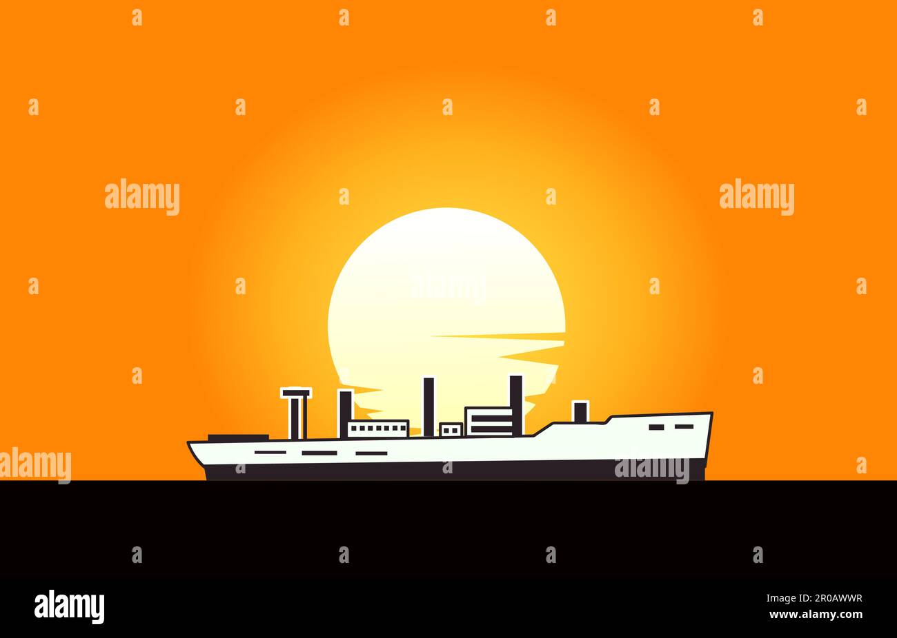 Ship with sun vector illustration Stock Vector Image & Art - Alamy