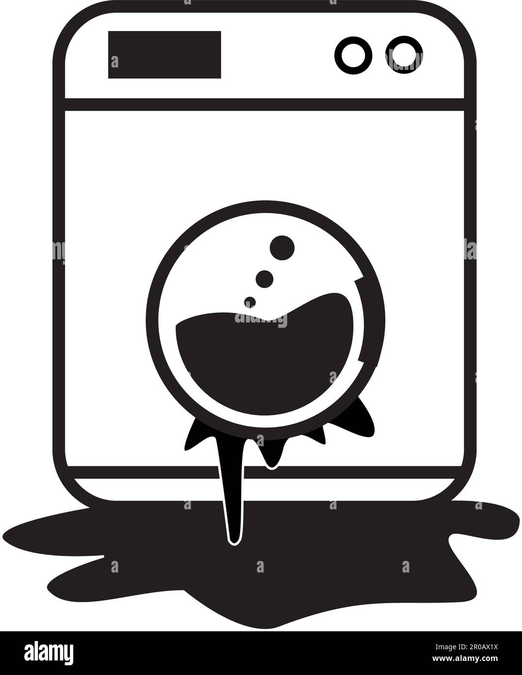 broken washing machine icon on white background. damaged washer with ...
