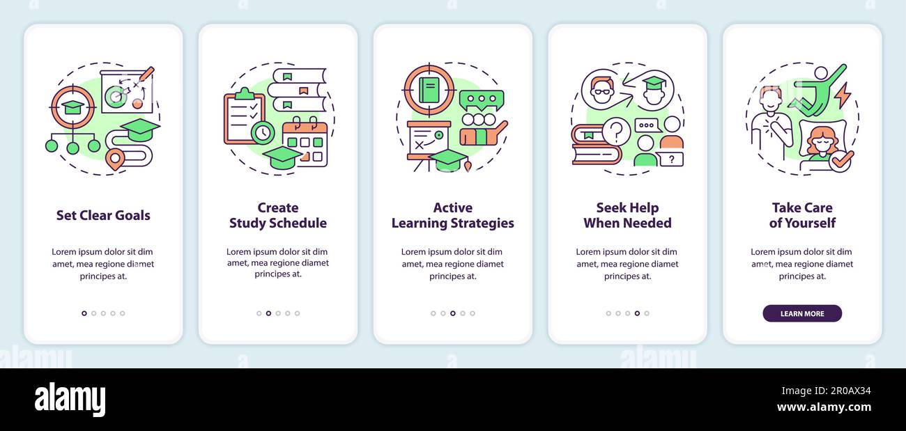 Improve academic performance onboarding mobile app screen Stock Vector ...