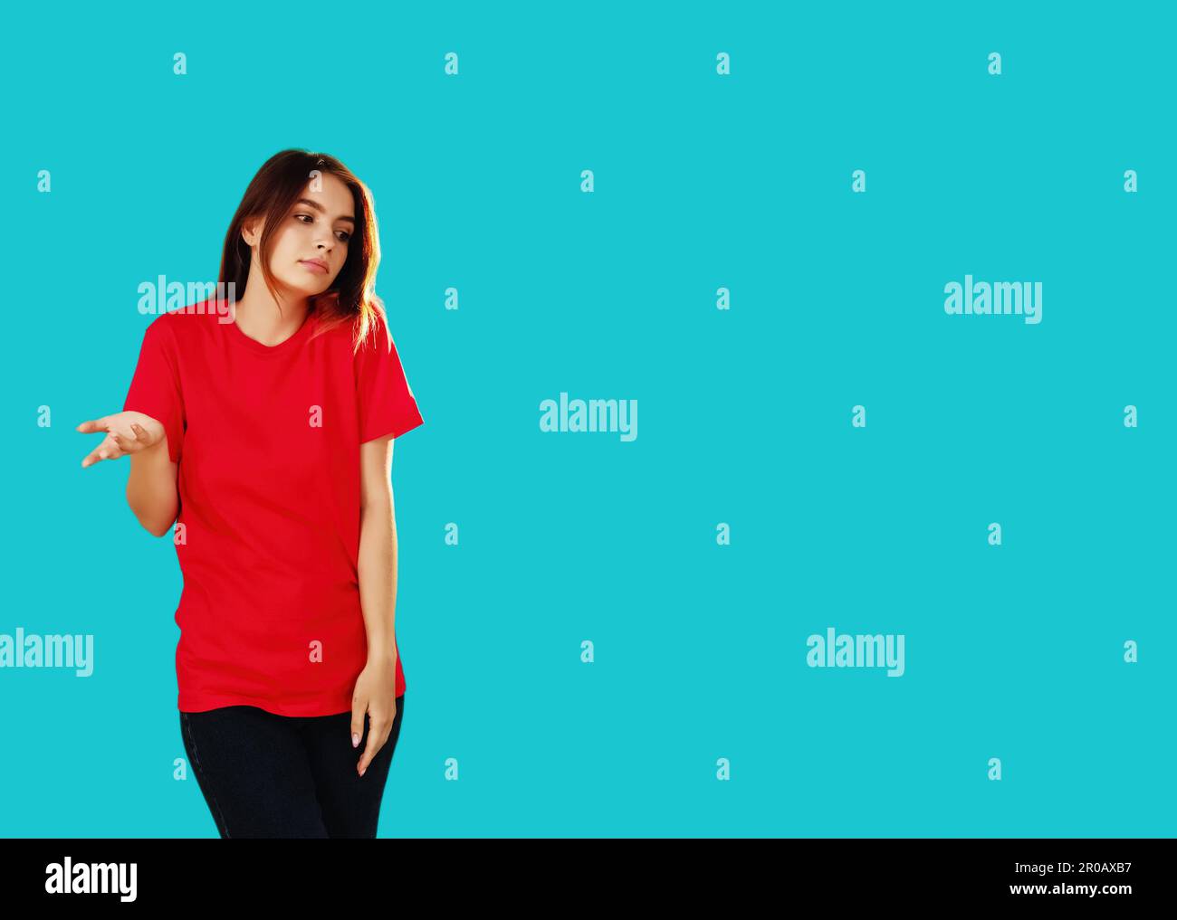 Whatever gesture clueless woman overwhelmed girl Stock Photo - Alamy