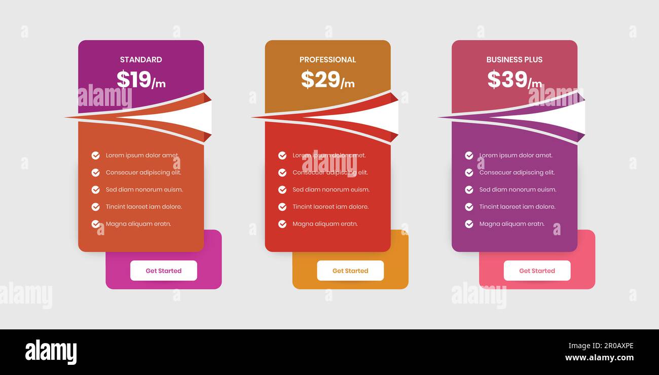 Simple pricing comparison table design with abstract shape Stock Vector Image & Art - Alamy