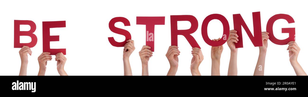 People Hands Building Word Be Strong, Isolated Background Stock Photo ...