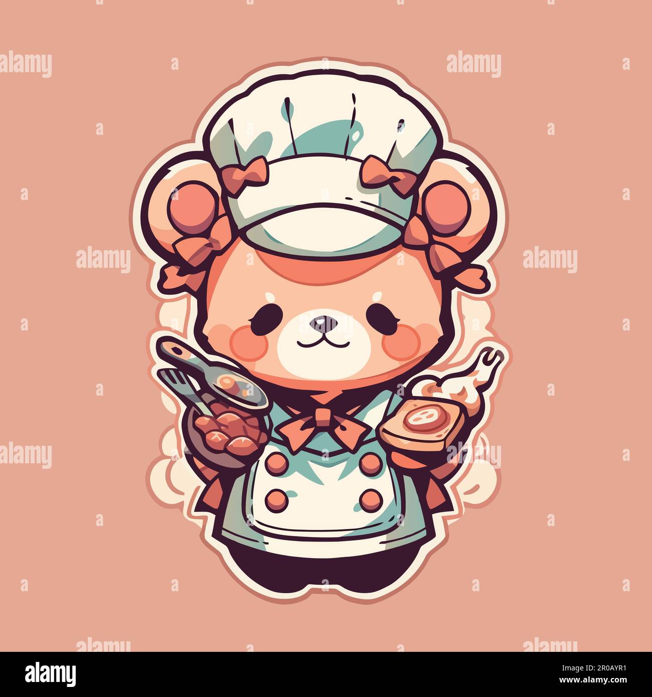 A cute cartoon mouse with a chef hat and a spatula Stock Vector Image ...