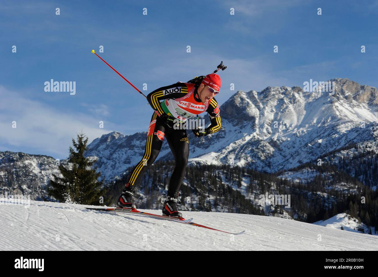 Daniel GRAF, Aktion.Biathlon Welt Cup in Hochfilzen 14.12.2008, 4x7,5 ...