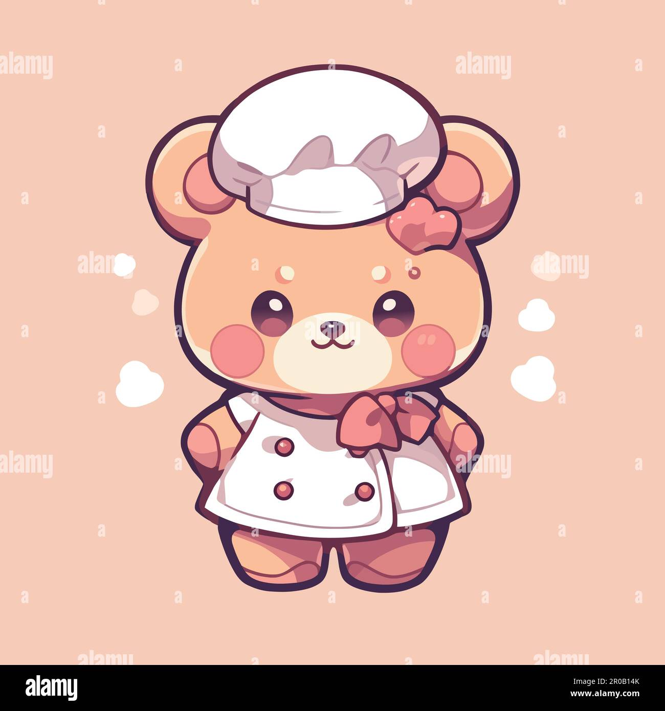 A cute teddy bear character with a hat and bow on his head Stock Vector ...