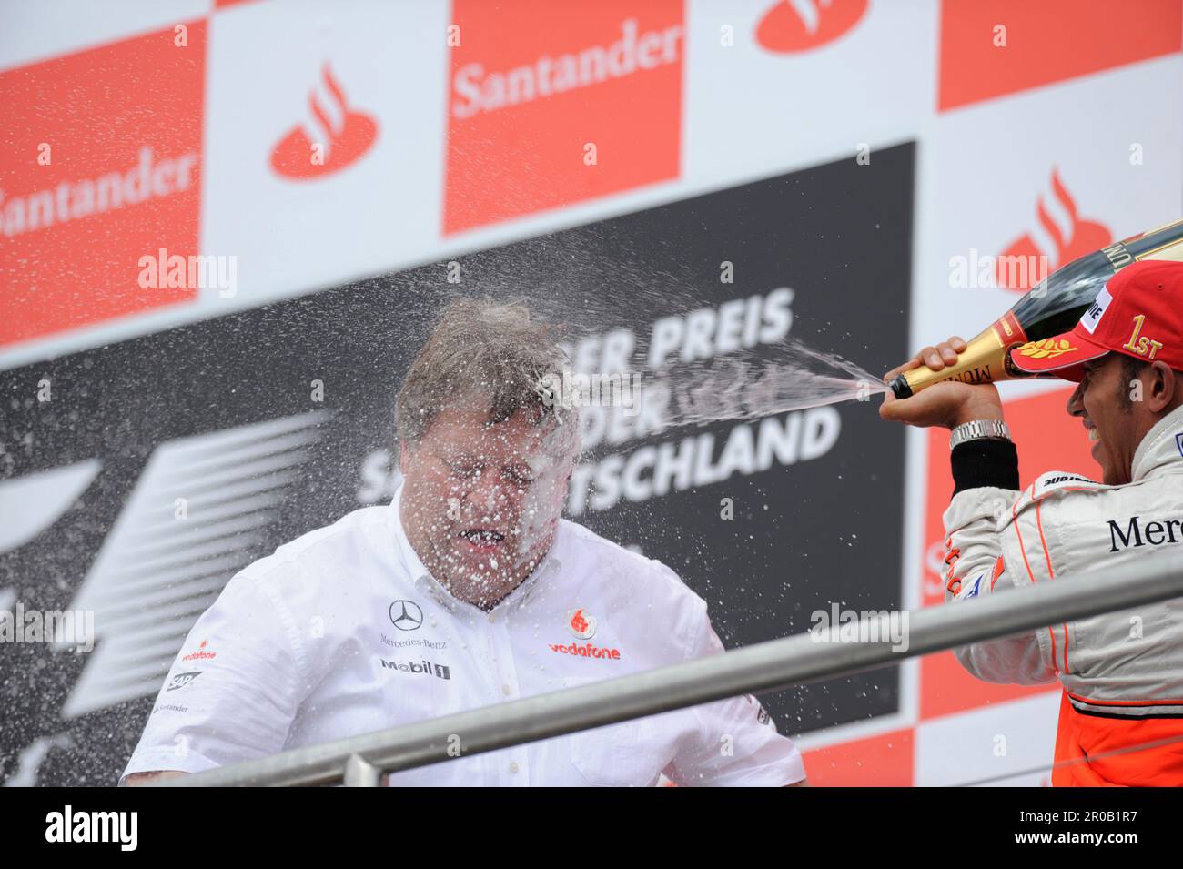 Norbert Haug ( McLaren Mercedes Sportchef wird bei der Siegerehrung von ...