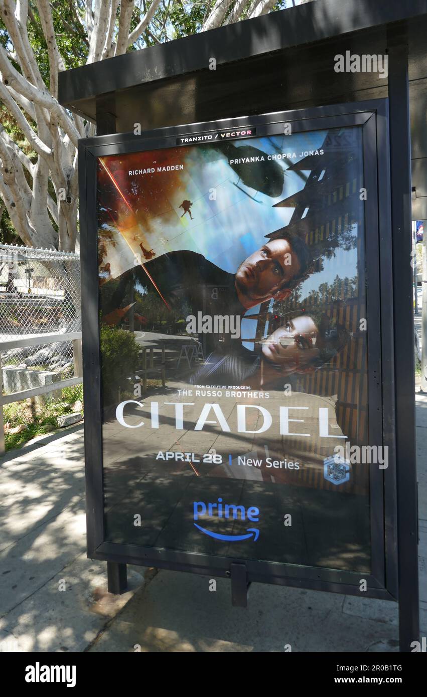 Los Angeles, California, USA 7th May 2023 Citadel Bus Stop with Vin ...
