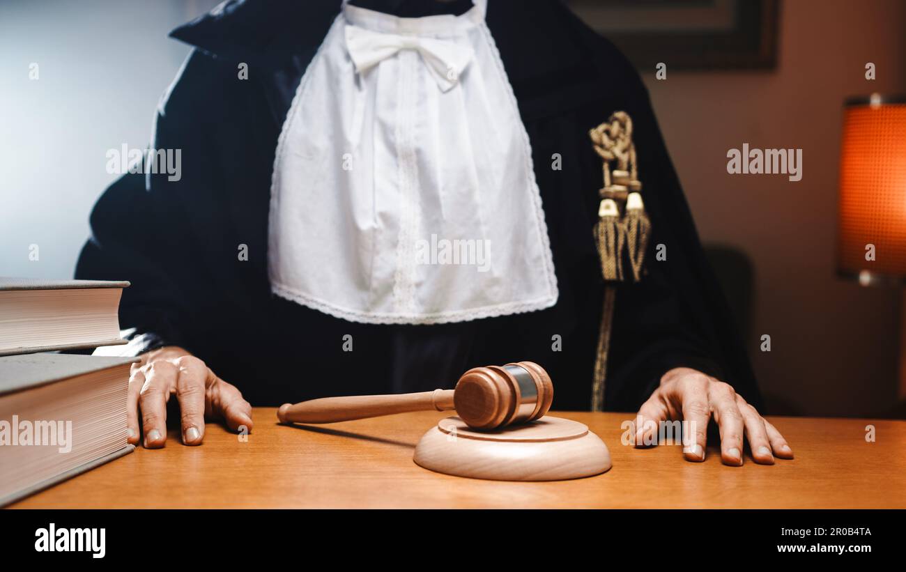 Judge Wearing Court Dress in a courtroom Stock Photo - Alamy