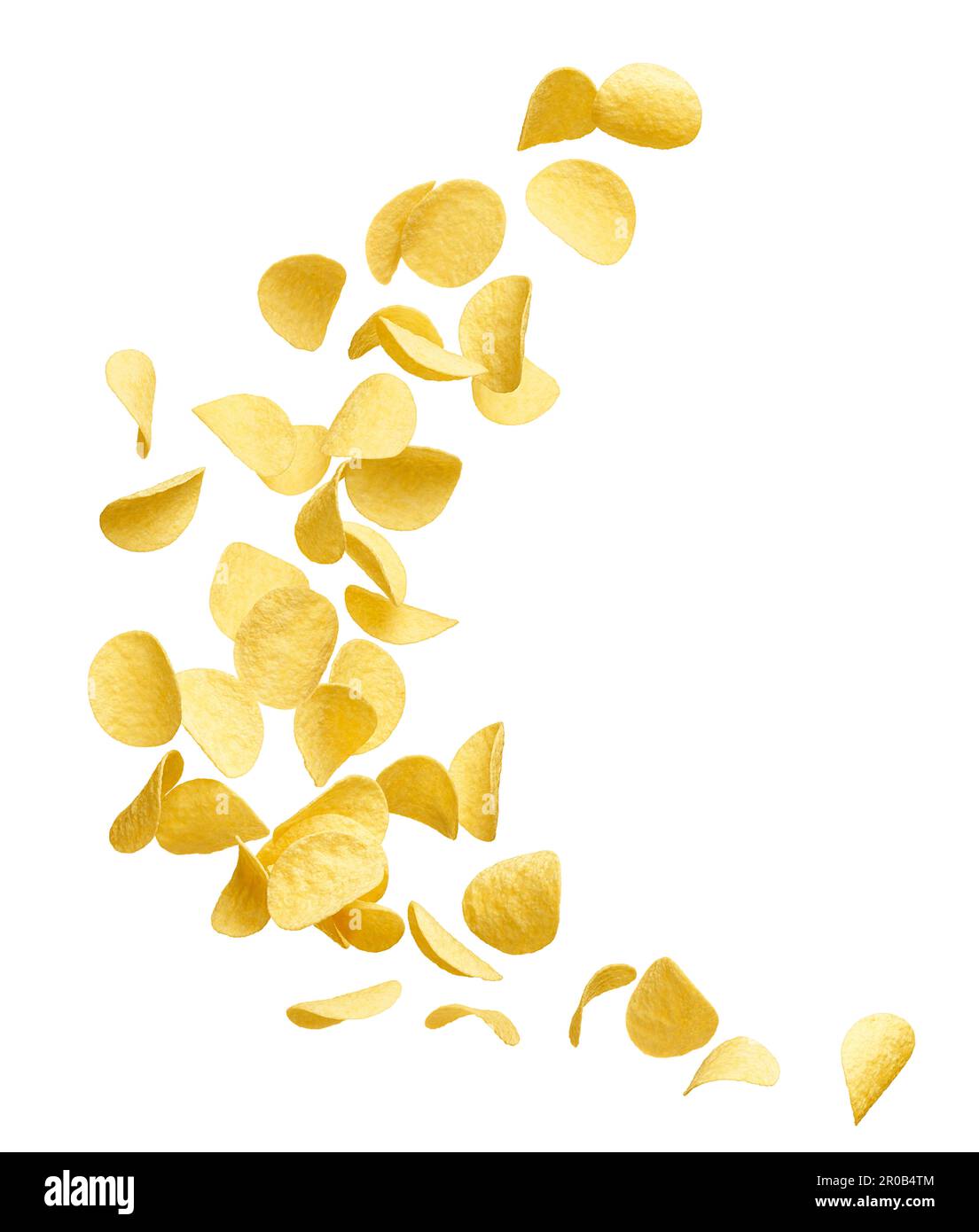 Potato chips splashing isolated on white background Stock Photo - Alamy
