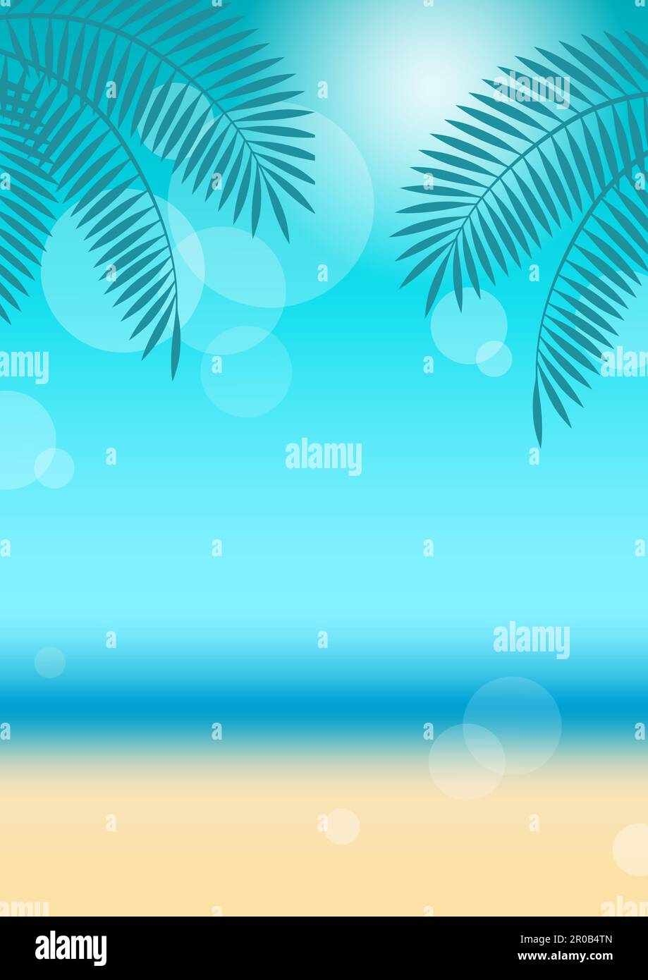 Vector Tropical Resort Background With Blue Sky, Ocean, And Sandy Beach ...