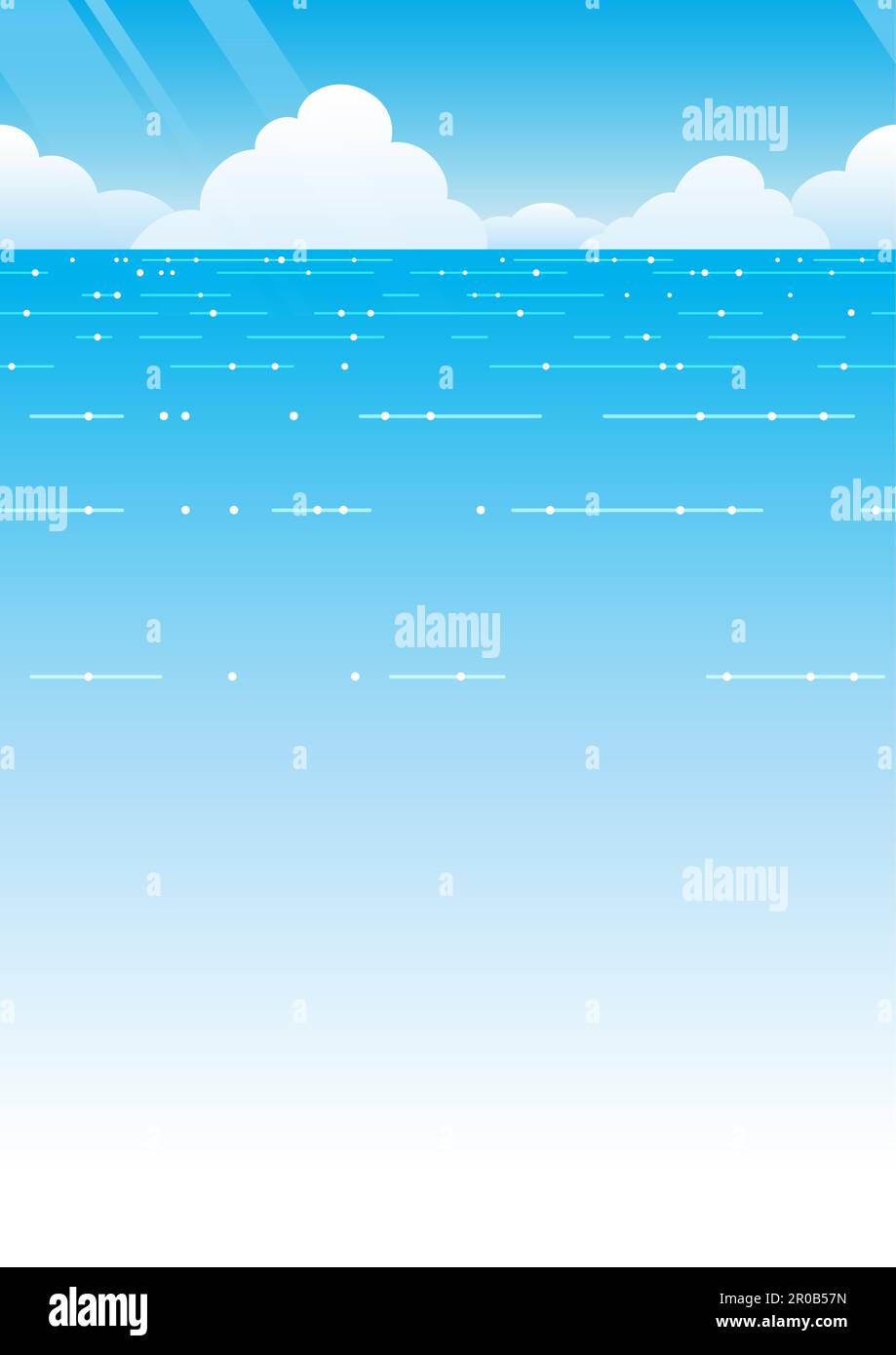 Vector Seamless Ocean View Background With Blue Sky, Horizon, And White ...
