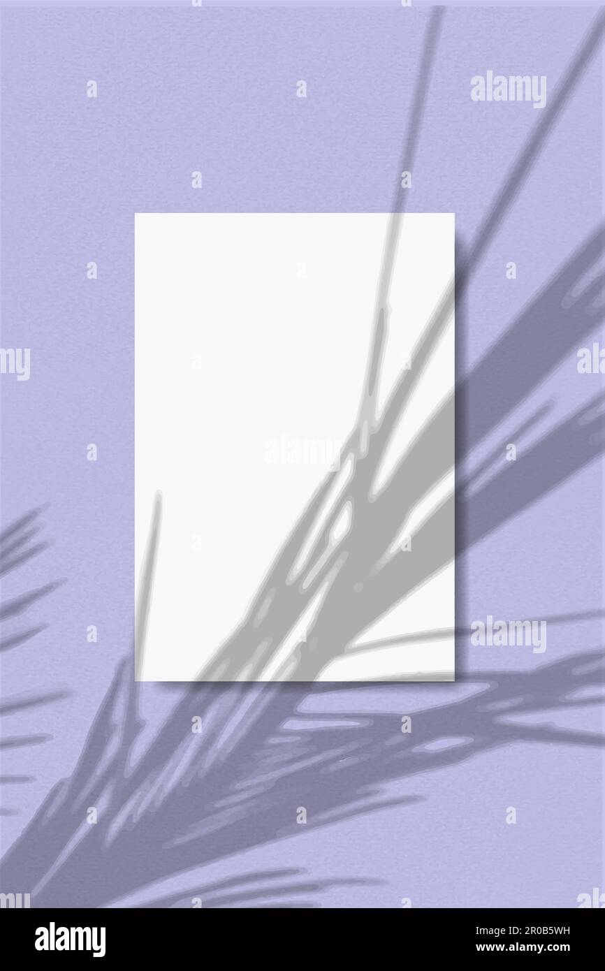 A vertical A4 sheet of white paper on the soft violet wall background ...